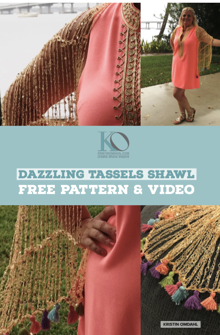 Dazzling Tassels Easy Beginner Crochet Shawl with Tassel Fringe ...