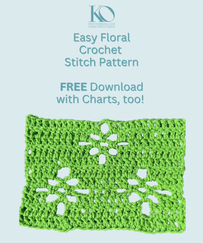 Floral Crochet Stitch Pattern Free Download with Chart | Kristin Omdahl
